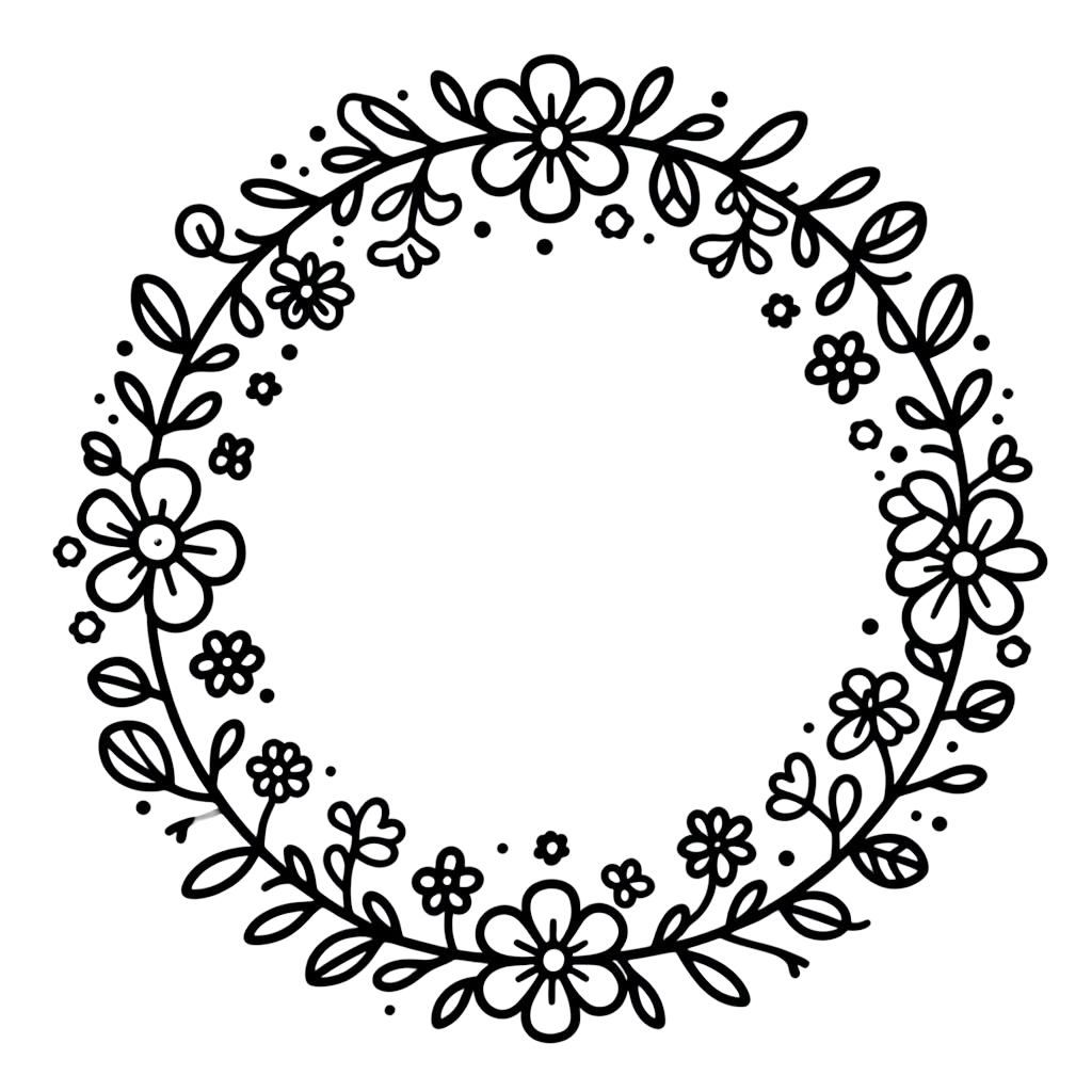 111 Border Versi Bulat Berbunga (Hitam Putih) – KaryaNHI