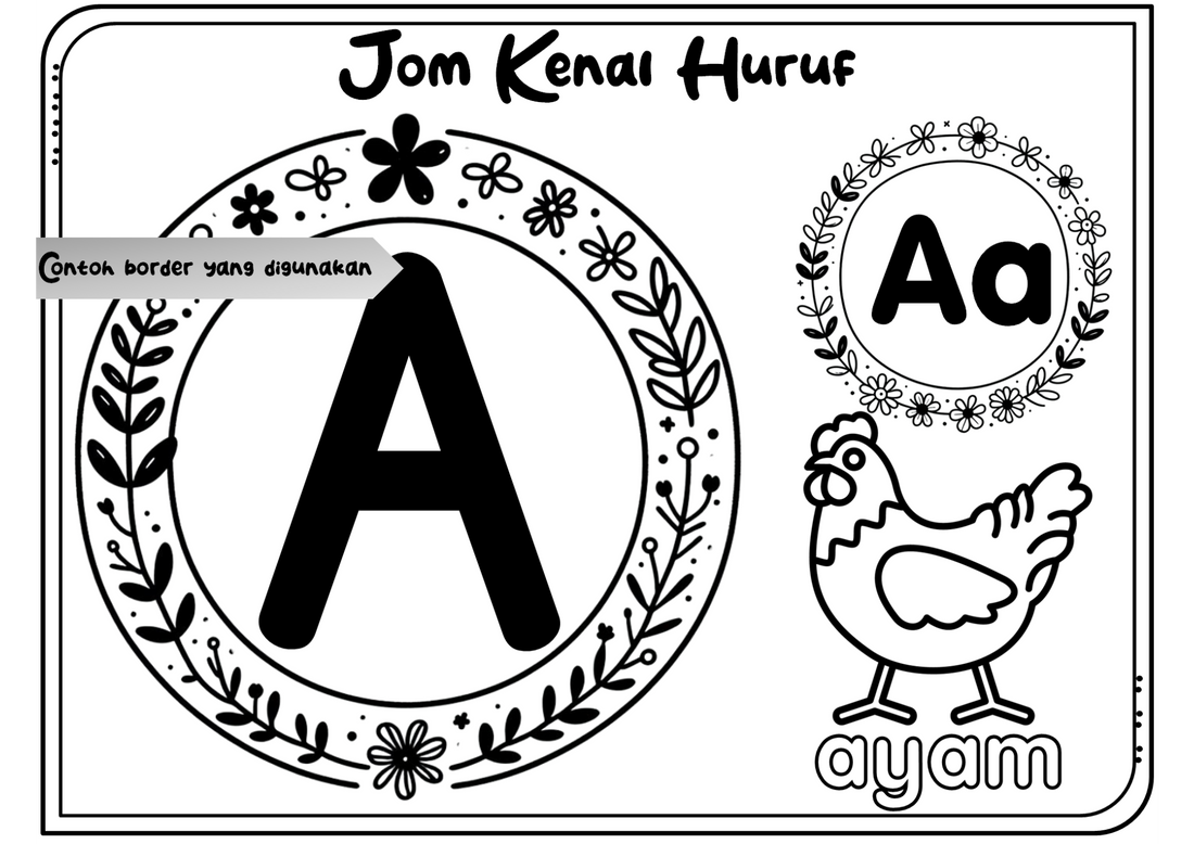 111 Border Versi Bulat Berbunga (Hitam Putih) – KaryaNHI